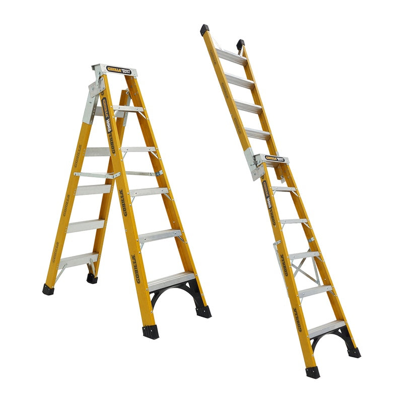 Gorilla Heavy Duty Fibreglass Dual Purpose Ladder 6-11ft (1.8-3.3m ...